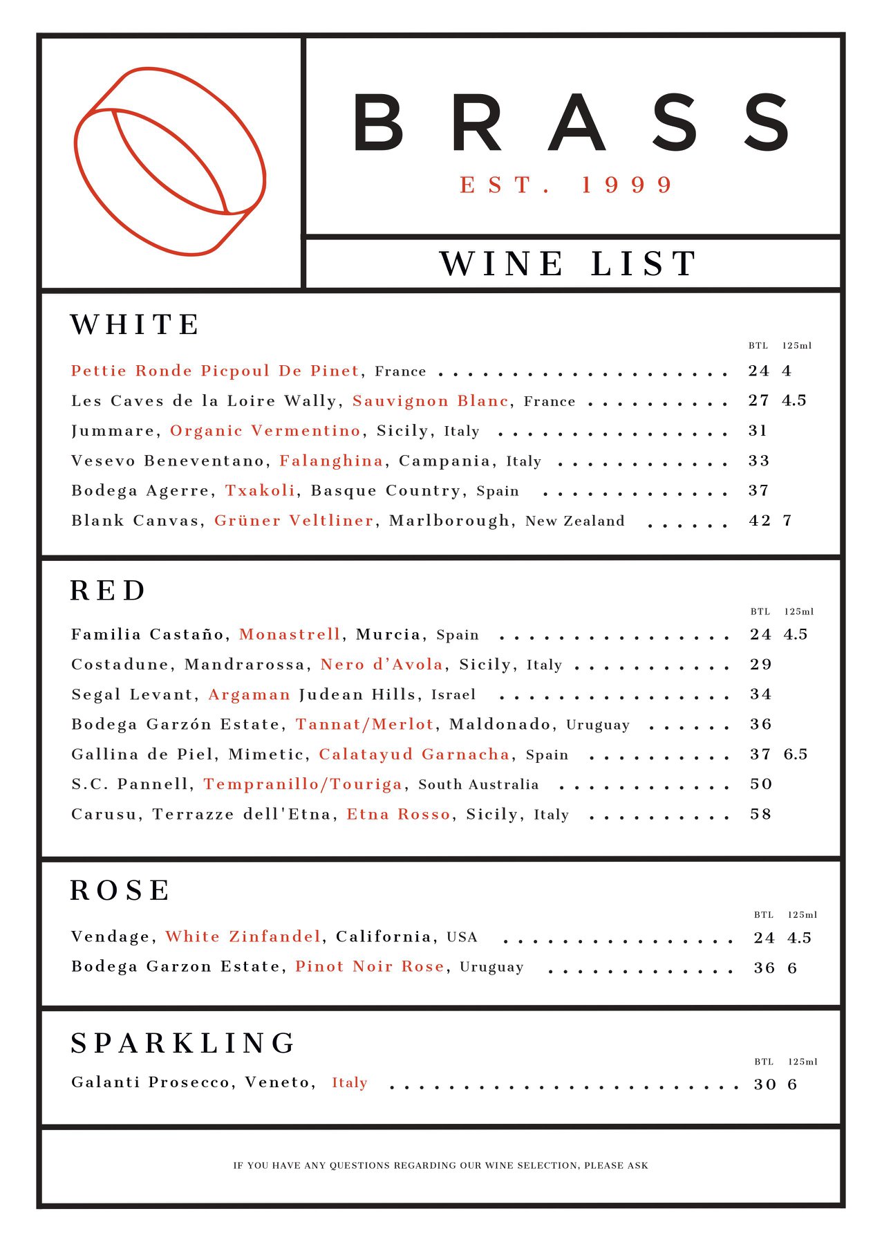 Cocktail Menu - Brass Monkey - Cocktail Bar - Nottingham City Centre